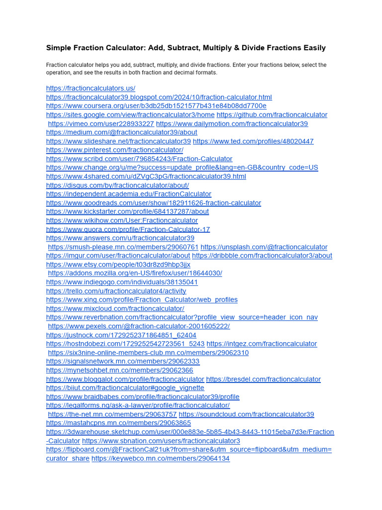 Simple Fraction Calculator - Add, Subtract, Multiply & Divide Fractions ...