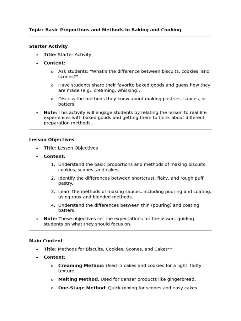 Week 7 Basic Proportions and Methods in Baking and Cooking | PDF ...