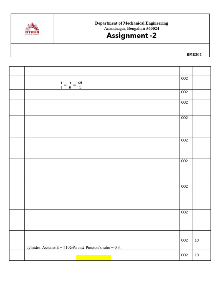 MOM - Assignment - 2 | PDF | Stress (Mechanics) | Bending