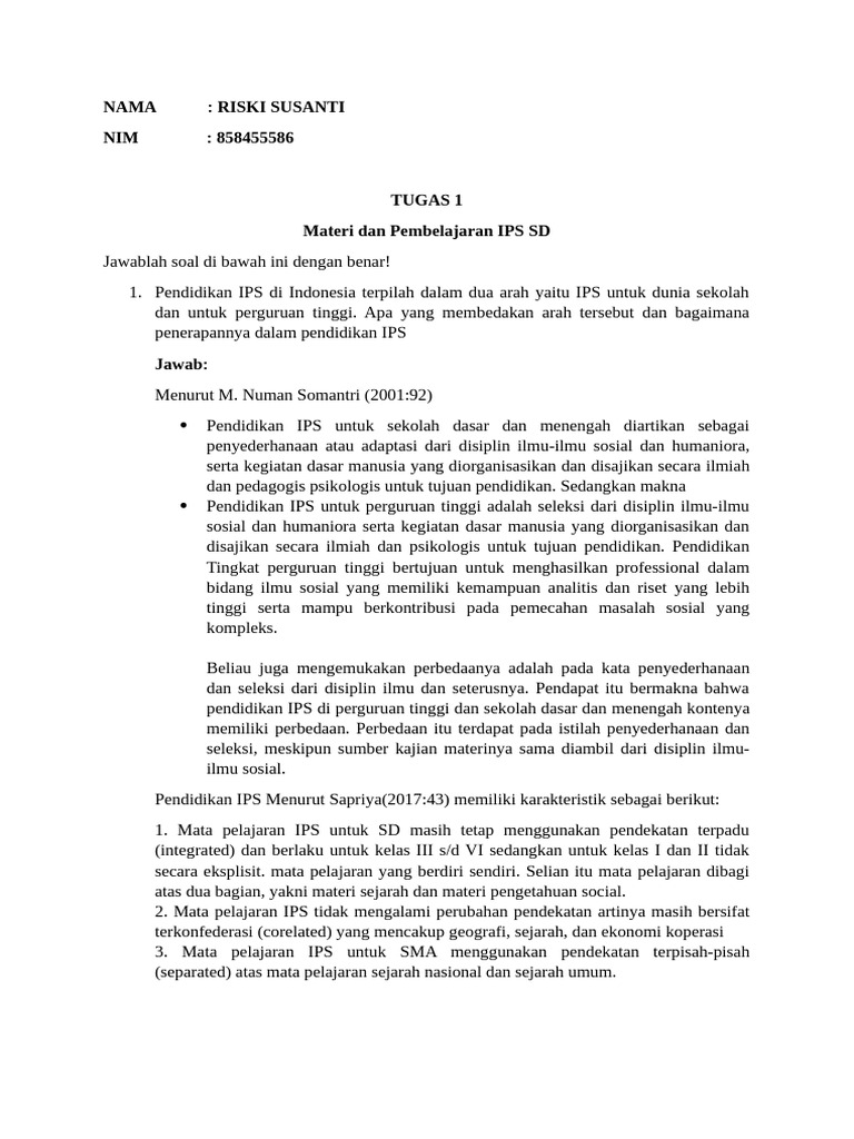 Materi Dan Pembelajaran IPS SD | PDF