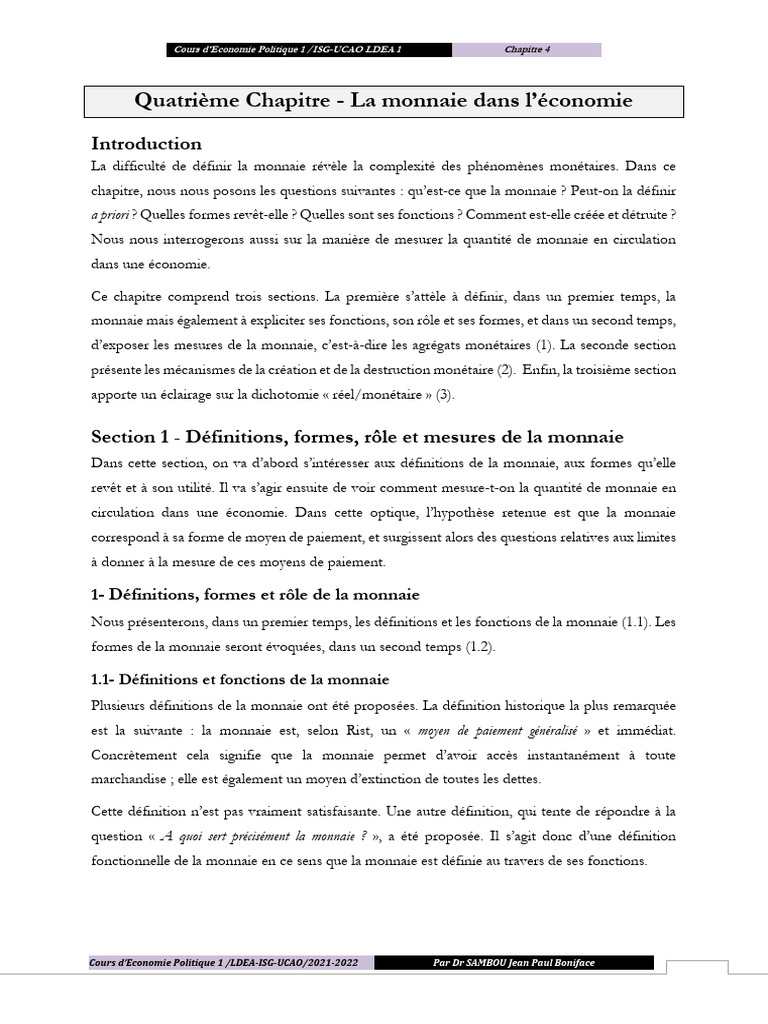 SÃ© Quence 5 | PDF | Argent | Masse monétaire