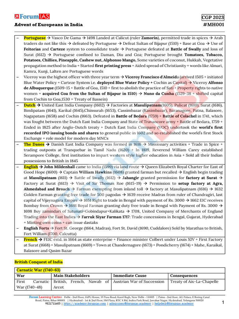 European Powers in India: 1498-1763 | PDF