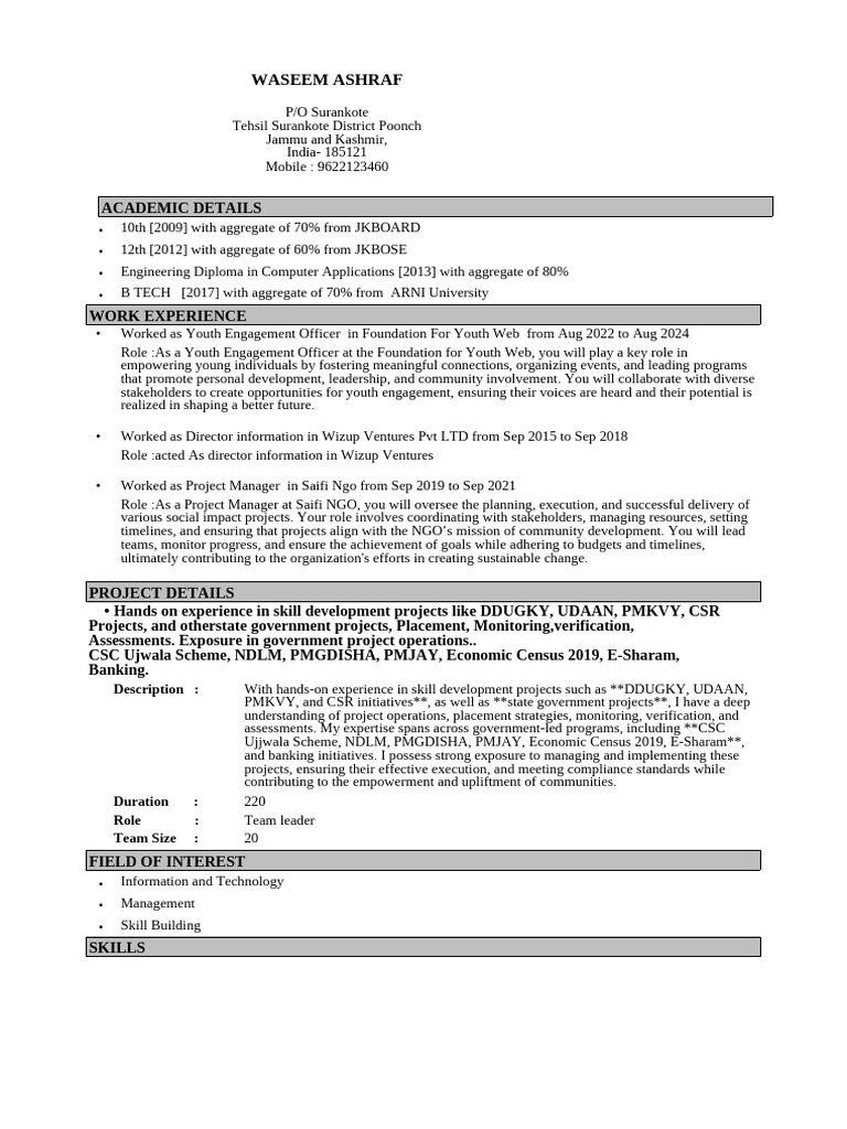 WAHEED ASHRAF - Professional Resume - 01 | PDF | Empowerment | Corporate Social Responsibility