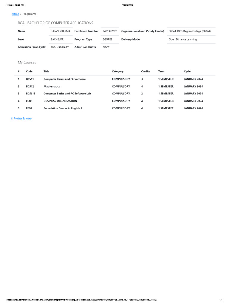 Programme BCA | PDF | Finance & Money Management