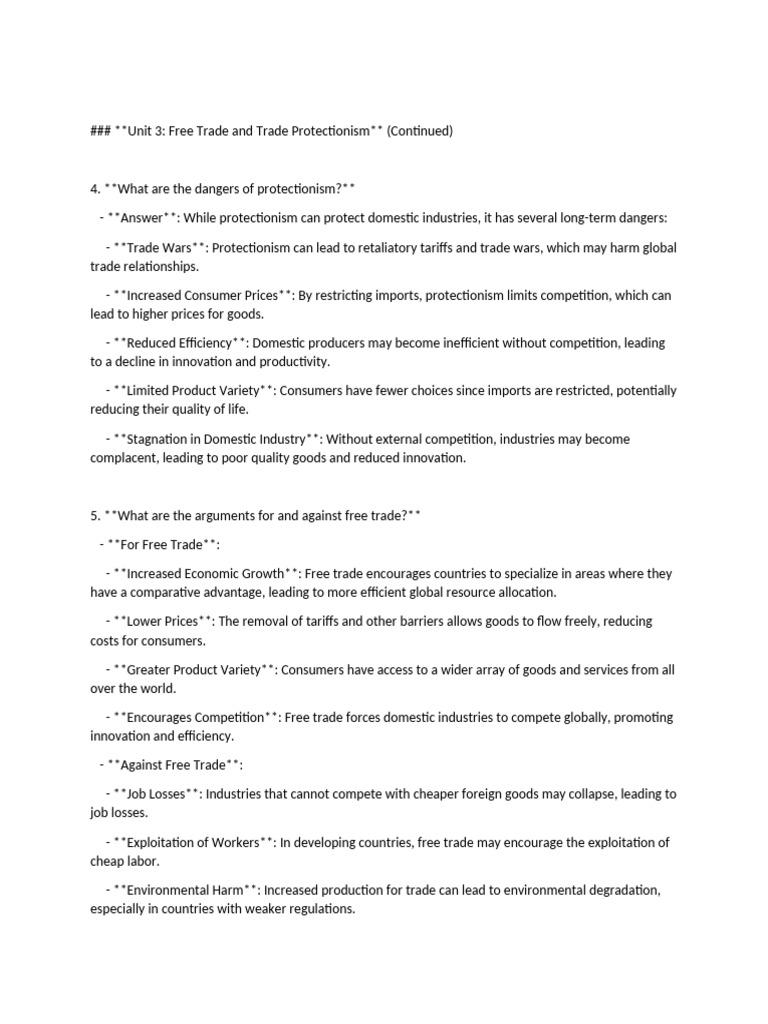 Unit1-Unit4 Economics S6 Q and A | PDF | Free Trade | Capital Account