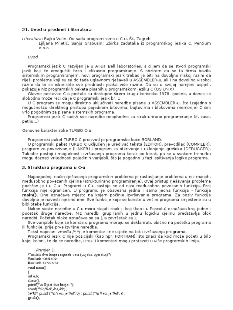 Programiranje I-Skripta Iz C-A | PDF