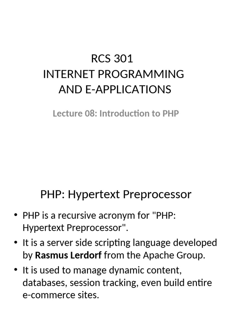 08 - Introduction To PHP | PDF | Variable (Computer Science) | Php