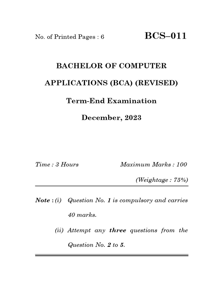 BCS 011 | PDF | Computer Network | Computer Data Storage
