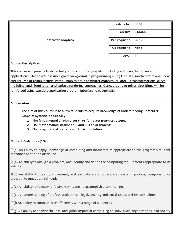 L7 - CS310 - Computer Graphics | PDF | Computer Graphics | Rendering ...