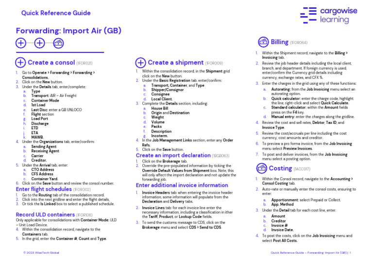 QRG Forwarding - Import Air (GB) | PDF | Freight Transport | Cargo