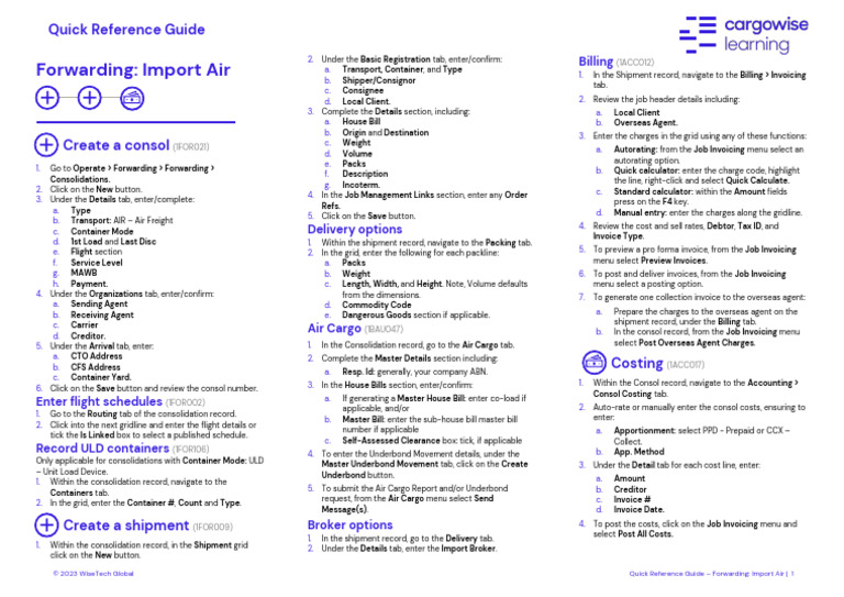 Import Air Forwarding Guide | PDF | Cargo | Freight Transport