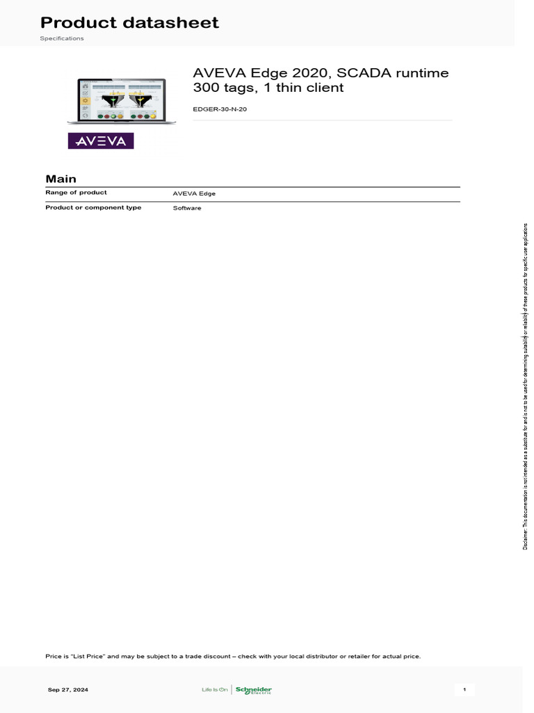 Schneider Electric - AVEVA-Edge - EDGER-30-N-20 | PDF