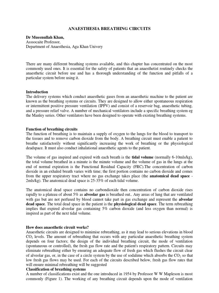Anaesthesia Breathing Circuits | PDF | Breathing | Respiratory System