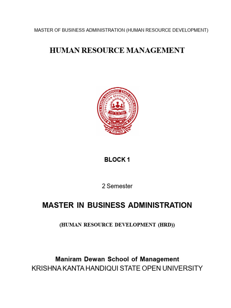Human Resource Management: Master in Business Administration | PDF | Human Resource Management ...