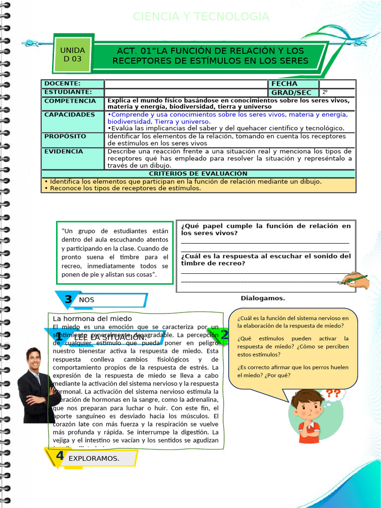 A-2º Act 1 Cyt Unid 3 - Sem 1 | PDF | Gusto | Sentidos