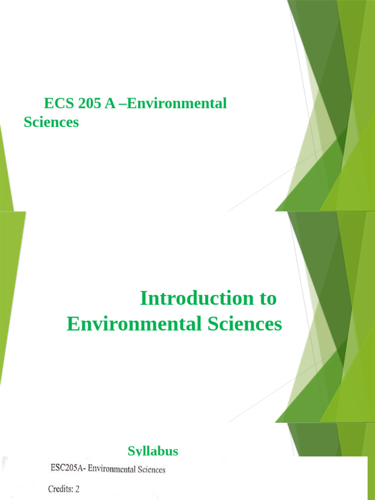 Introduction to Environmental Sciences Syllabus | PDF | Ecosystem ...