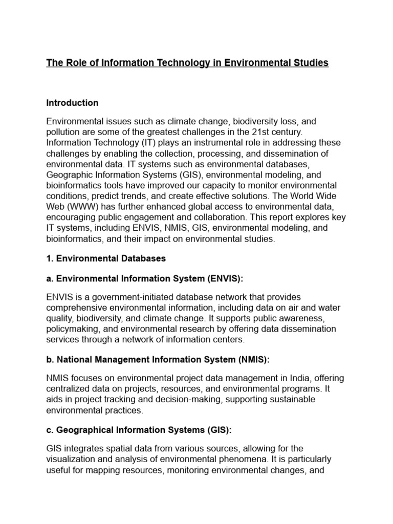 IT's Impact on Environmental Studies | PDF | Geographic Information ...