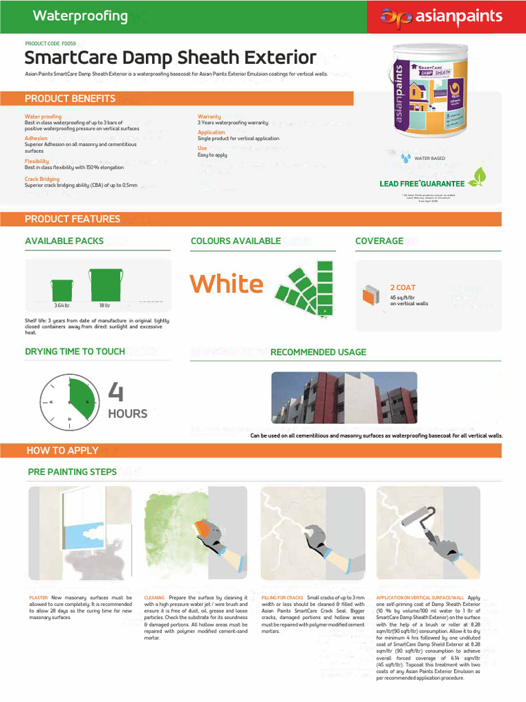 Smartcare Damp Sheath Exterior | PDF | Paint | Masonry