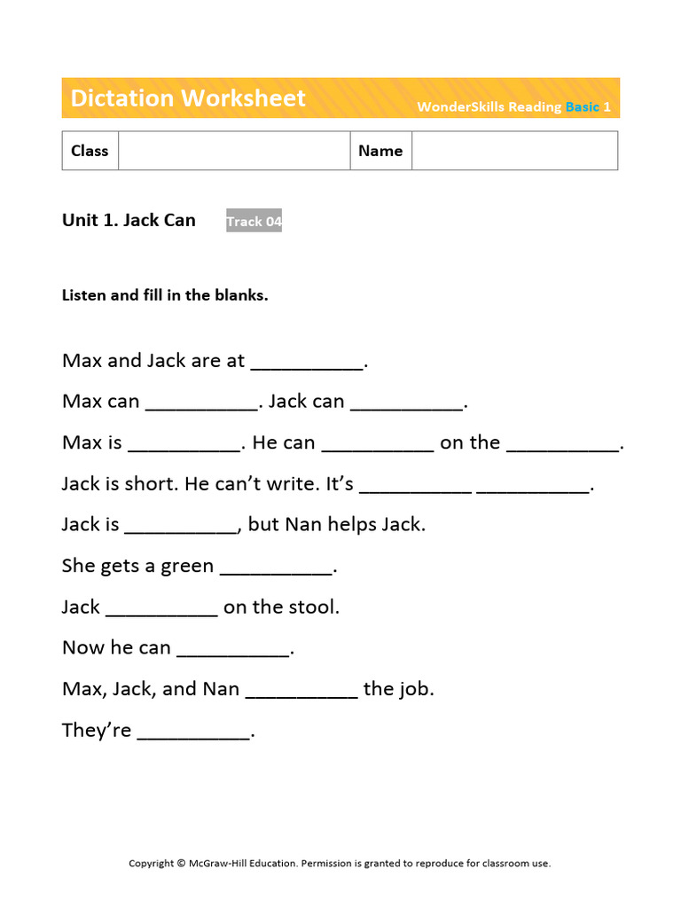 Basic 1 Dictation Worksheet | PDF | Nest