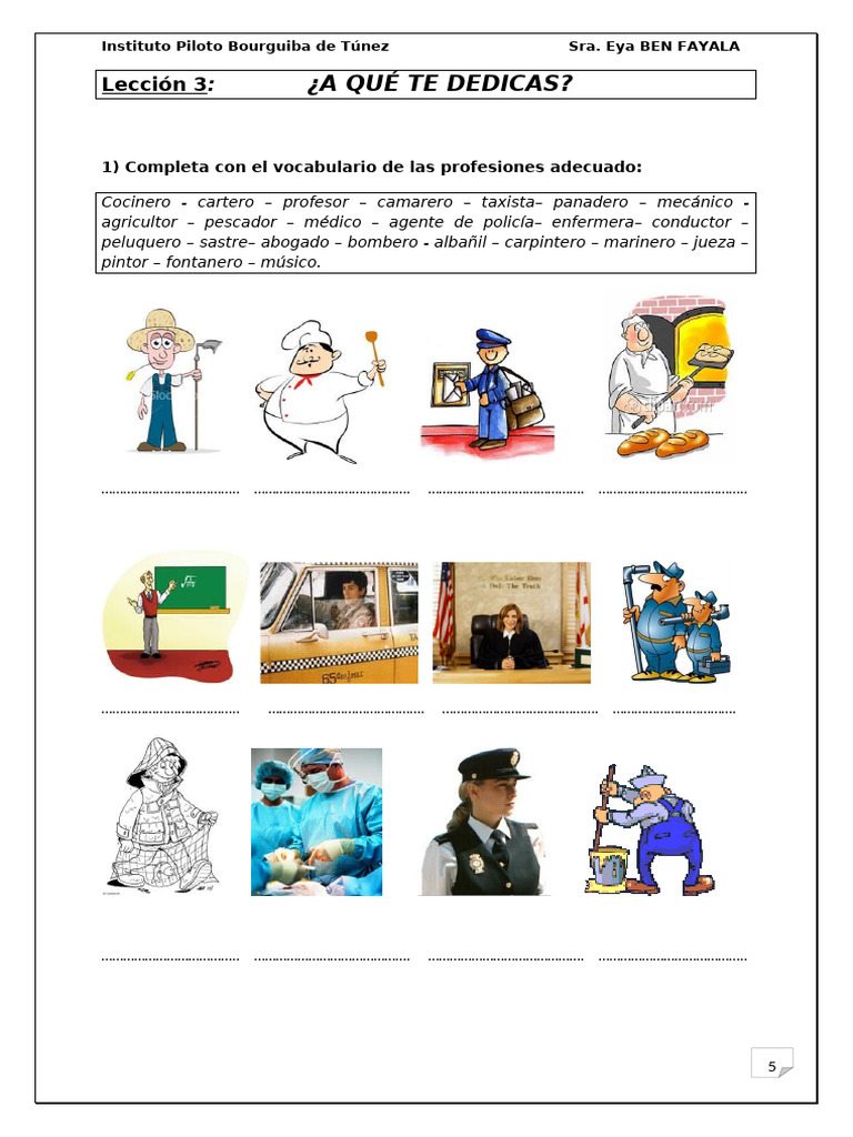 Vocabulario de Profesiones en Español | PDF