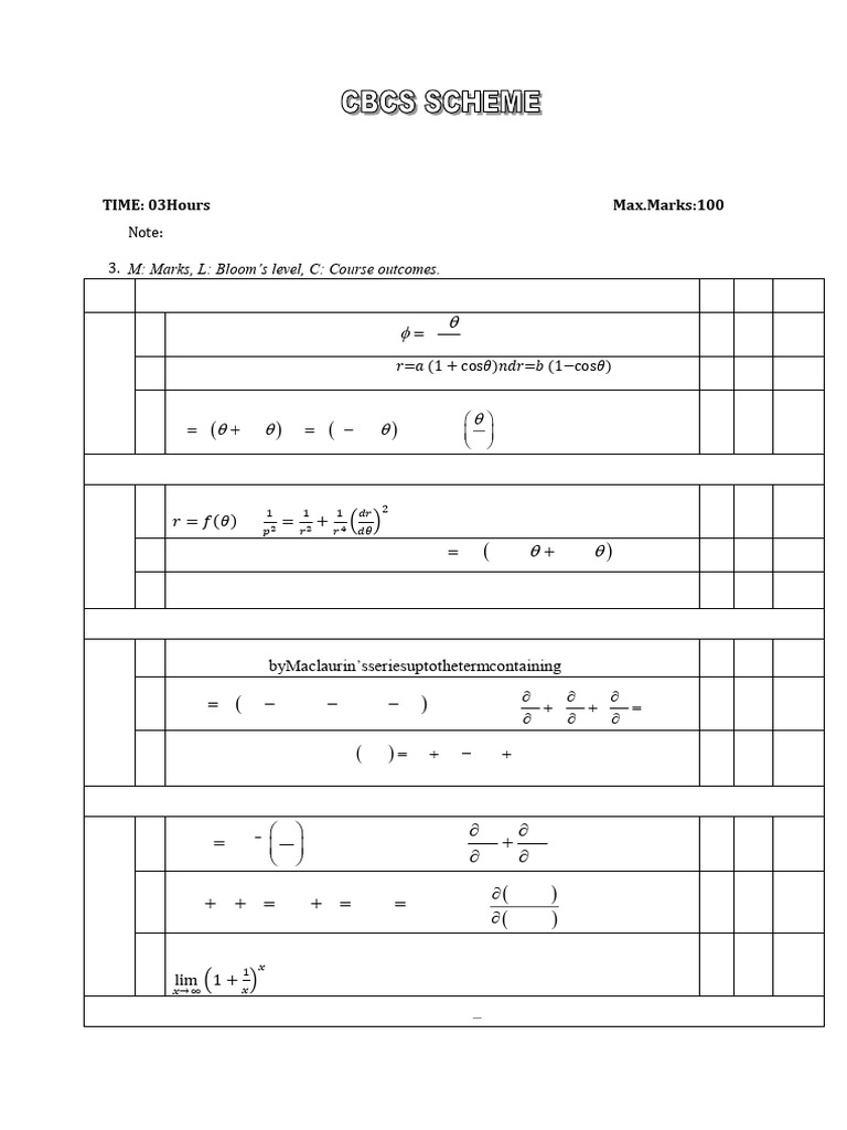 BMATE101 Set 1 | PDF | Applied Mathematics | Mathematics