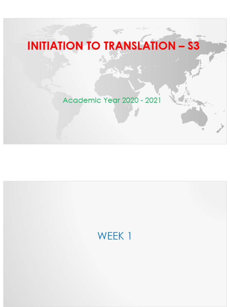 Introduction to Translation S3 | PDF
