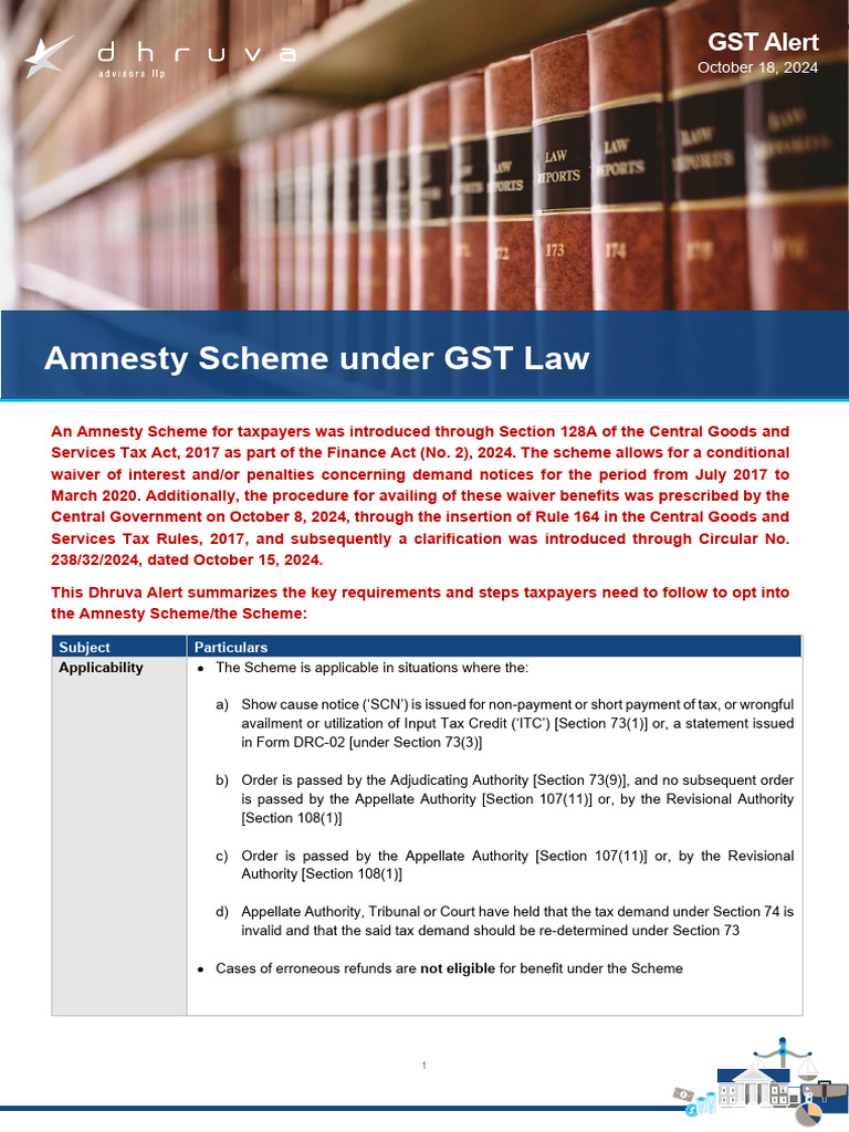 Dhruva GST Alert - Amnesty Scheme Under GST Law PDF | PDF | Tax Refund ...