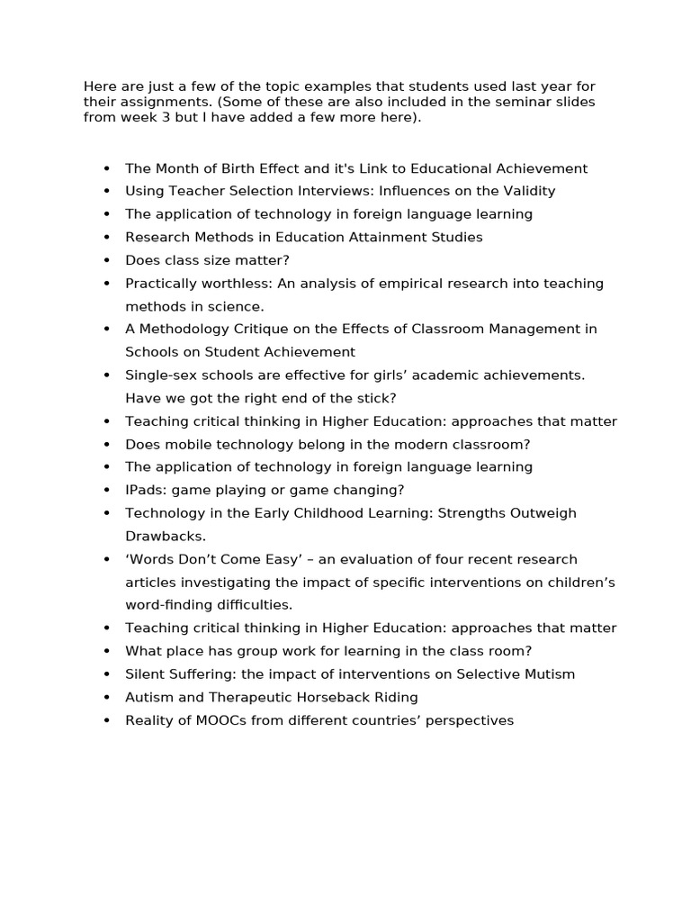 topic examples(1) | PDF