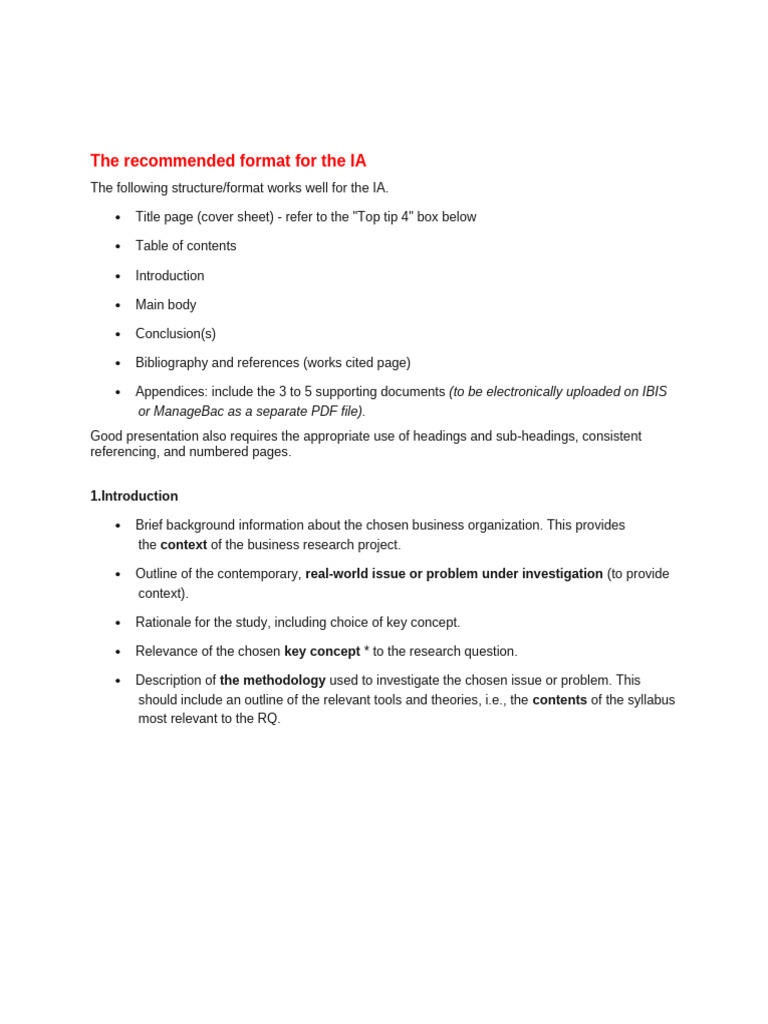 Recommended Format For IA | PDF | Bibliography | Information