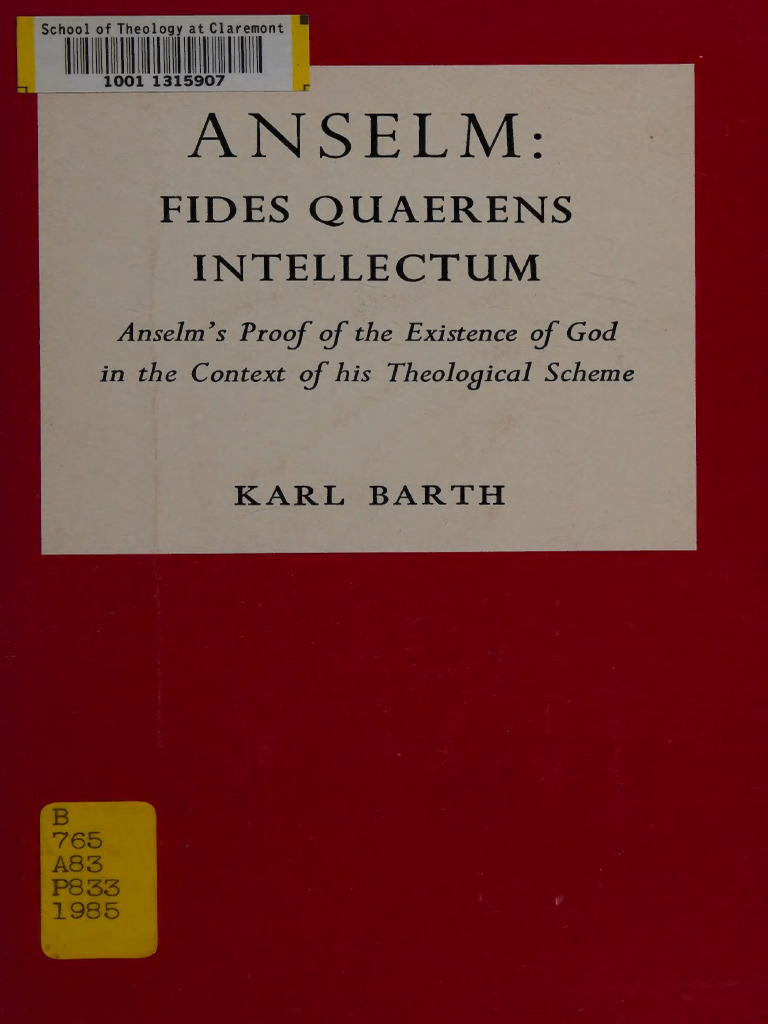 Anselm: Fides Quaerens Intellectum - Karl Barth | PDF | Karl Barth ...