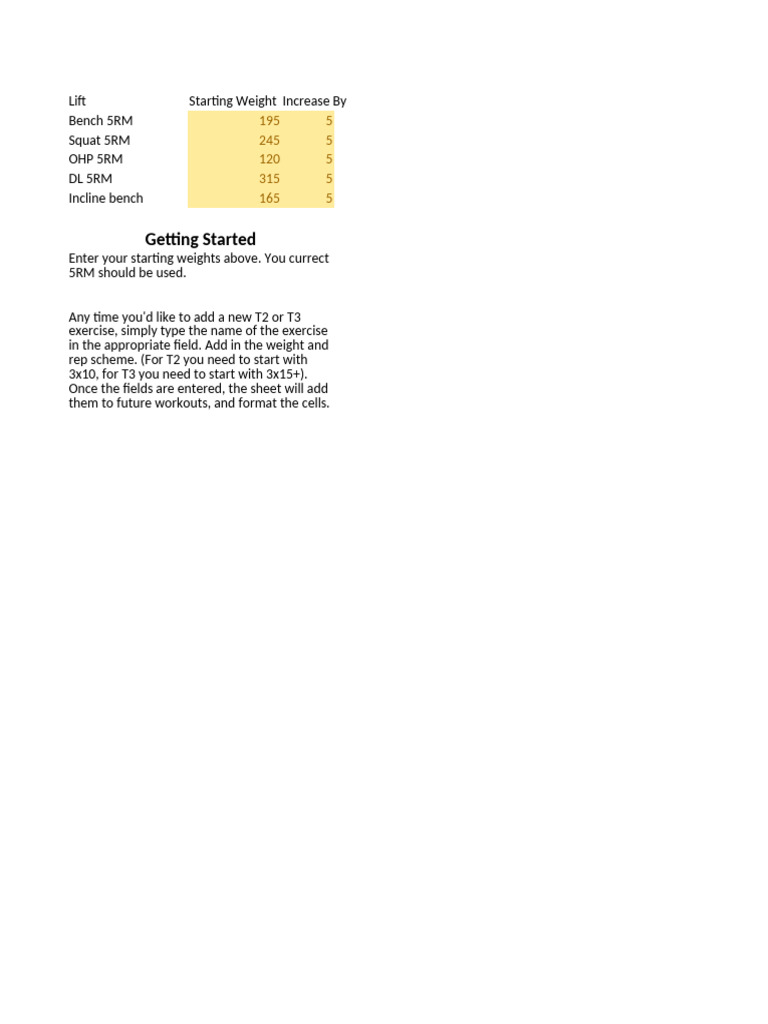 GZCL-P 3 Day Template | PDF | Human Body Weight | Weight Training
