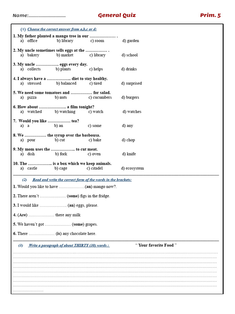 Prim 5 Quiz | PDF