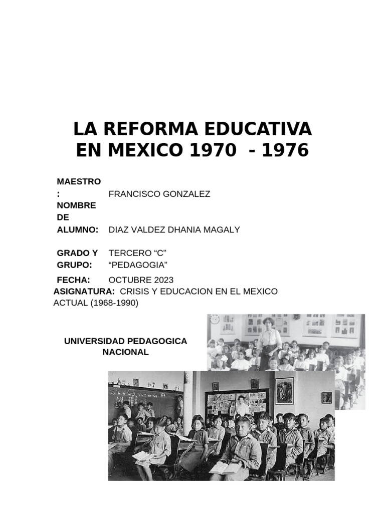 123 La Reforma Educativa en Mexico 1970 Magaly Valdez | PDF | Enseñando ...