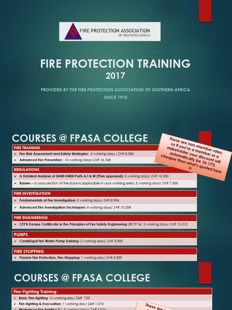 Fire Protection Training Courses 2017 | PDF | Firefighting | Safety
