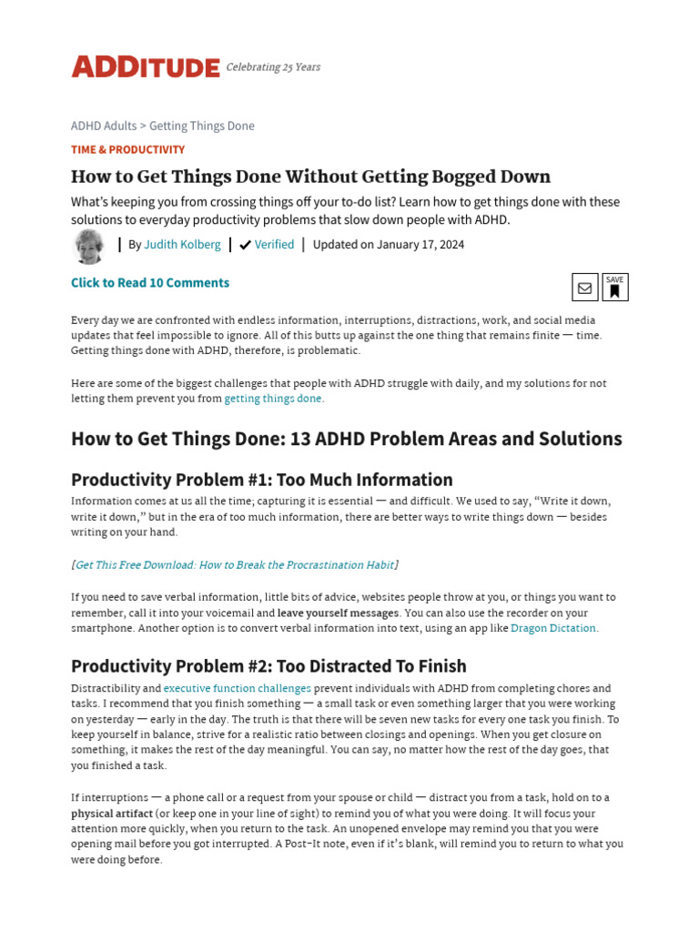 How To Get Things Done ADHD Time Management and Productivity | PDF ...