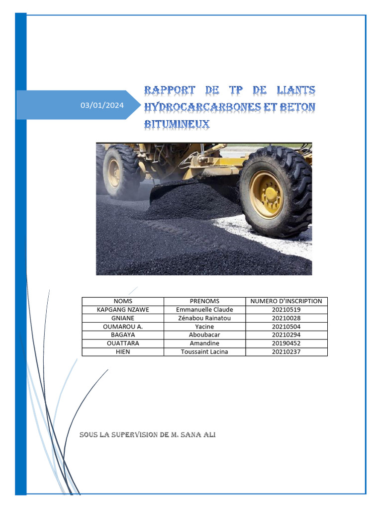 Rapport TP Liant Hydrocarbonné | PDF | Distillation | Matériaux