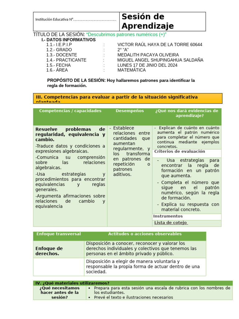 Patrones Numéricos en Matemáticas 2°A | PDF | Evaluación | Aprendizaje