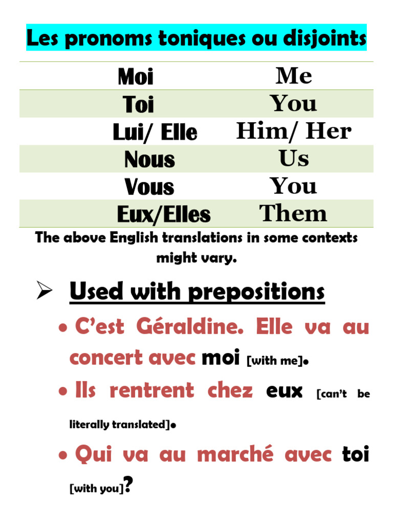 Pronoms toniques en français | PDF