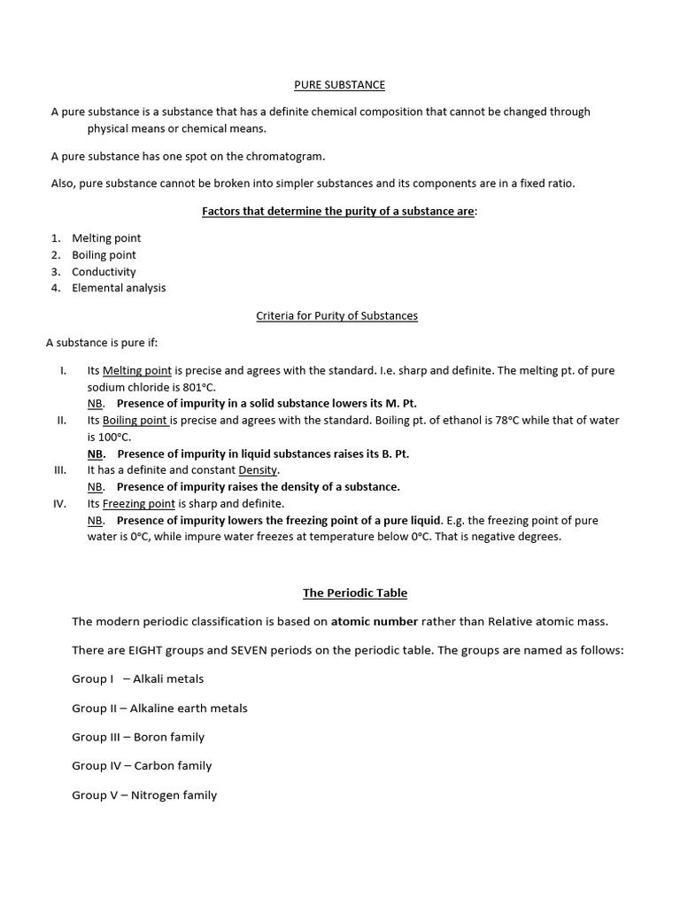 Yr 10 Week 7 Note | PDF | Chemical Substances | Periodic Table