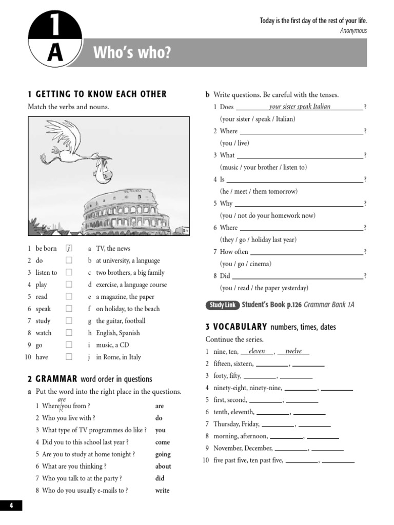 English Fil b1 WB - Unit 1 | PDF | Noun | Word