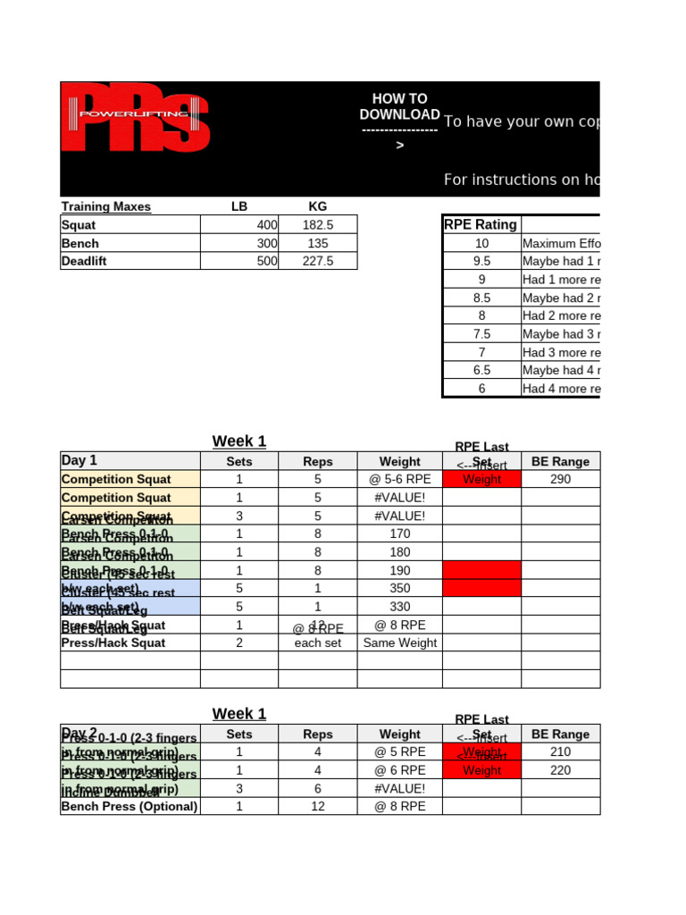2022 PRs 15 Week Program - 3x Bench, Conventional Deadlift | PDF ...