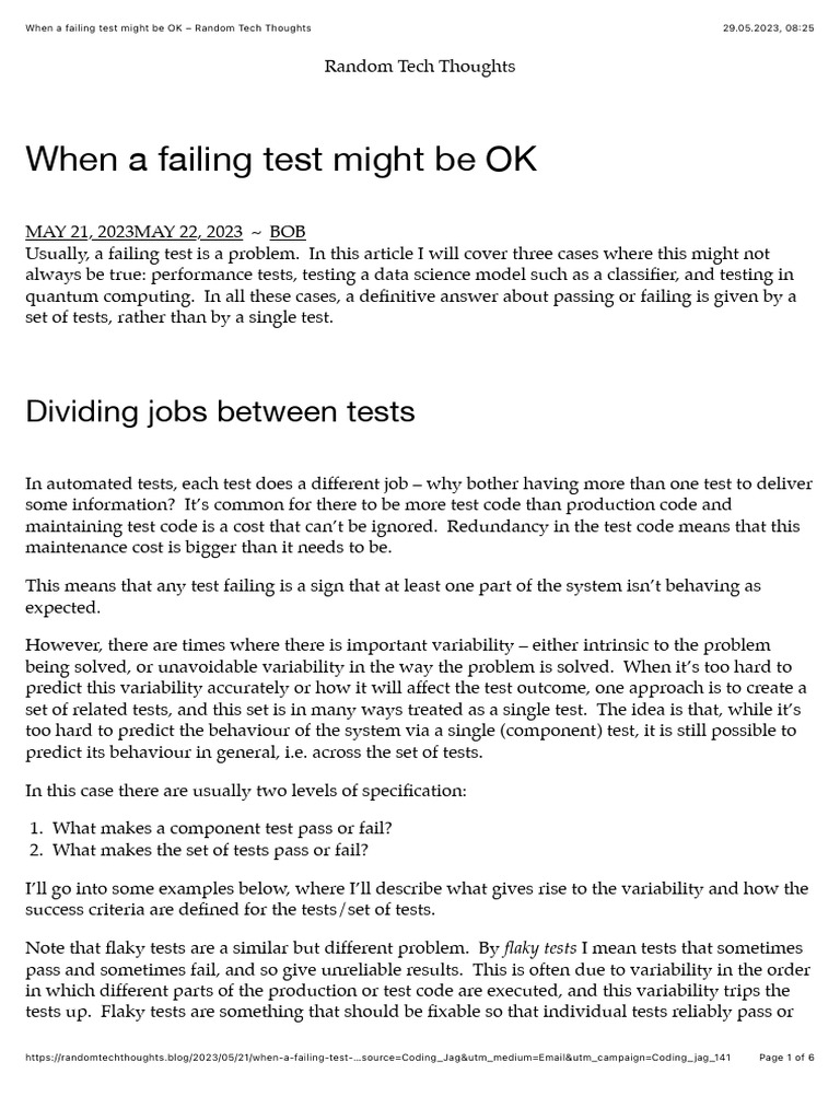 When A Failing Test Might Be OK - Random Tech Thoughts | PDF | Cache ...