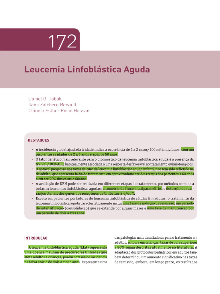 Leucemia Linfoblástica Aguda - LLA | PDF