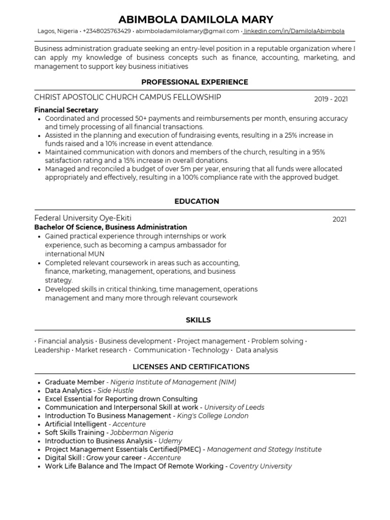 158 - Damilola CV | PDF | Business | Economies