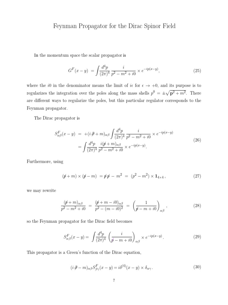 Feynman Propagator For The Dirac Spinor Field | PDF | Physics | Equations