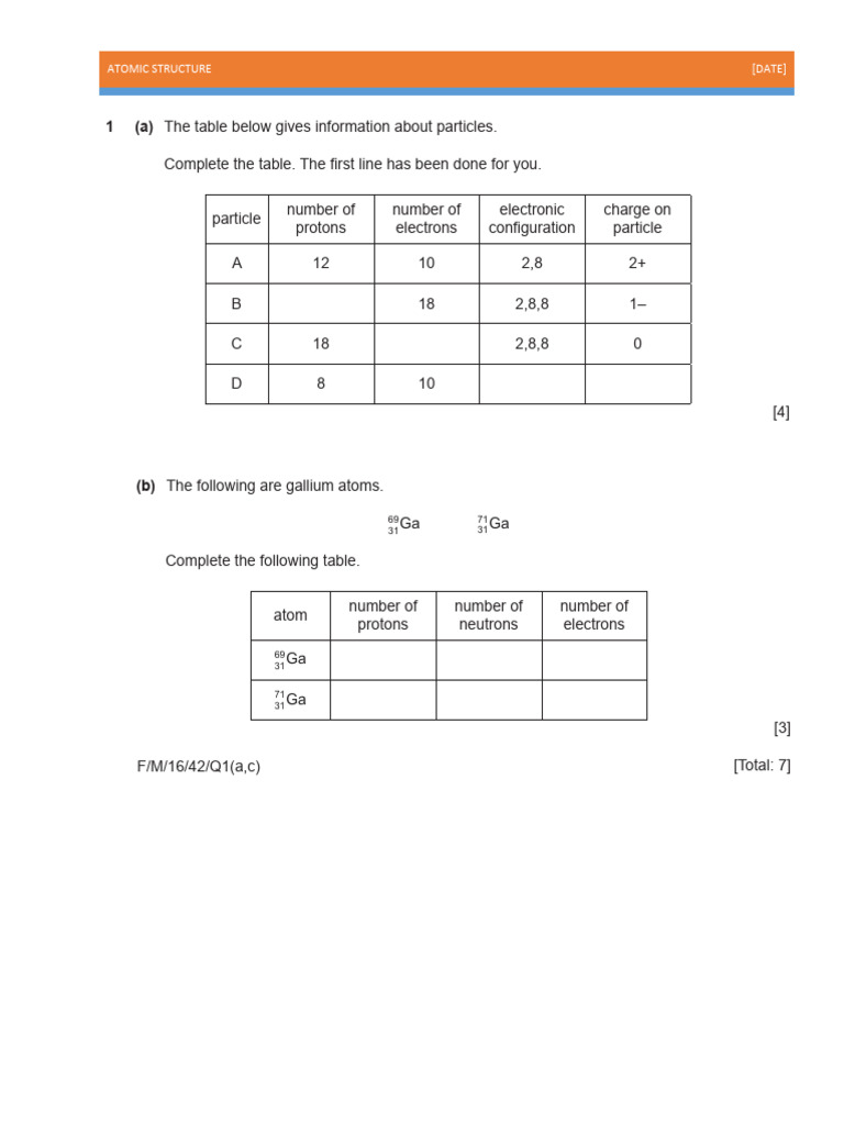Atomic Structure (2016 2020) QP | PDF | Atoms | Proton