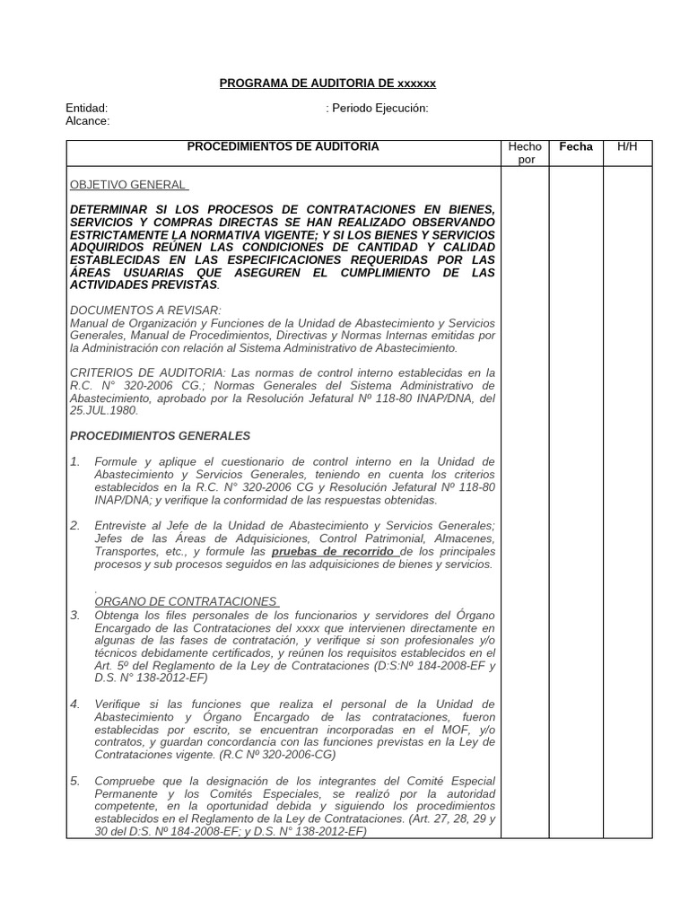 Modelo Del Programa de Auditoria | PDF | Auditoría
