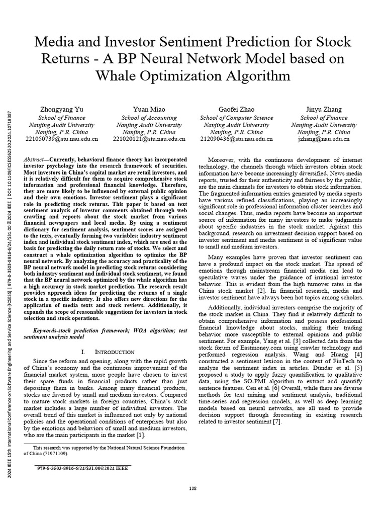 Media and Investor Sentiment Prediction For Stock Returns - A BP Neural Network Model Based On ...