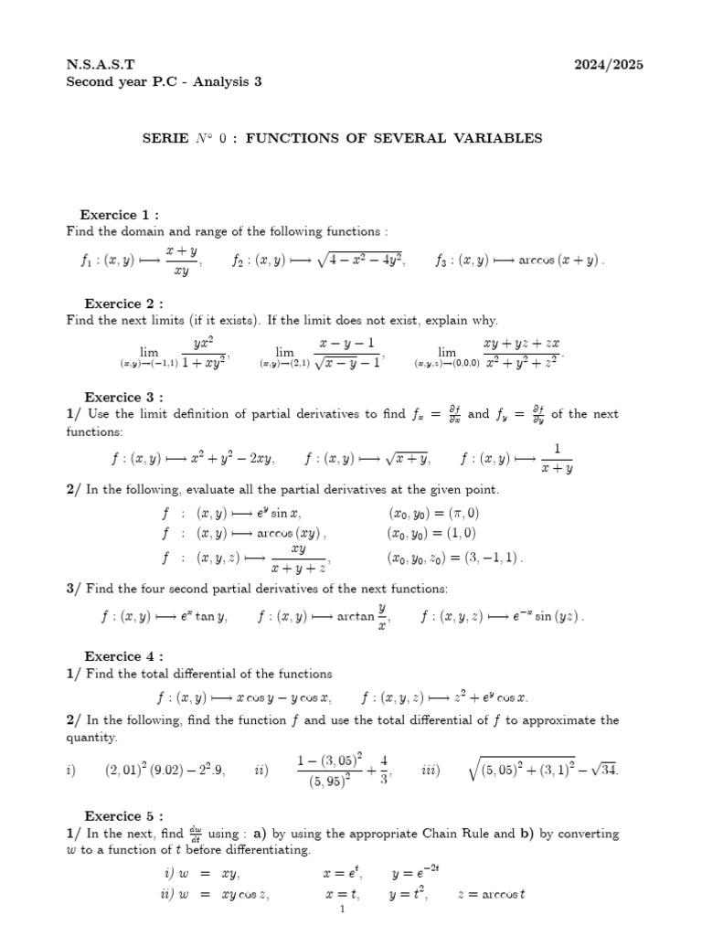 Functions of Several Variables | PDF | Mathematical Logic | Subtraction
