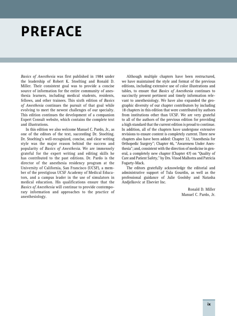 Basics of Anesthesia - Ix-Ix - Preface | PDF | Anesthesia | Health Care